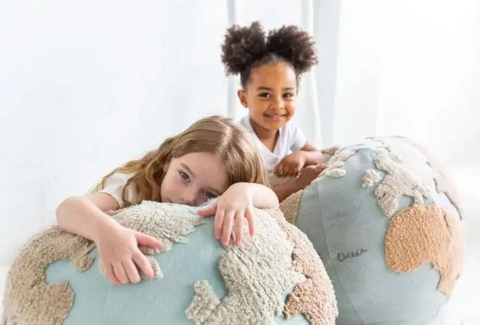 Pre-Order World Map Pouf- Earth– littlelightcollective