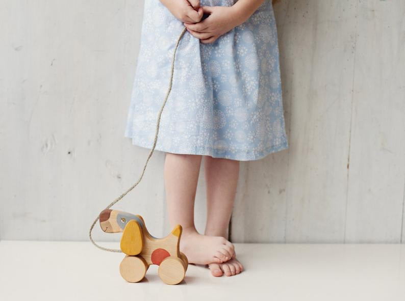 Wooden Pull Toy Terrier Dog | littlelightcollective